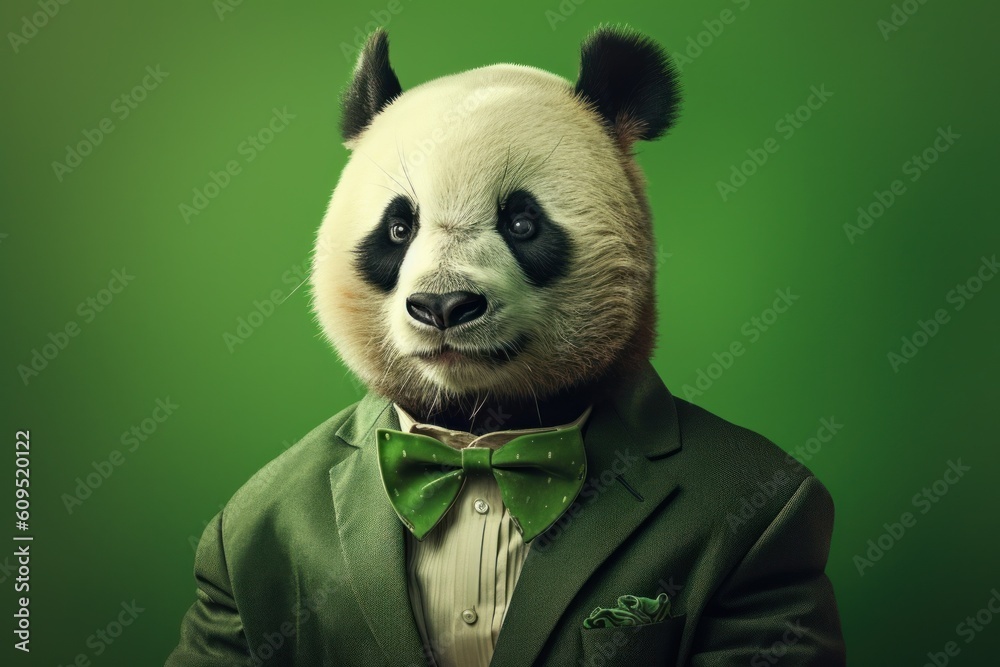 Anthropomorphic panda dressed in a suit like a businessman. Business ...