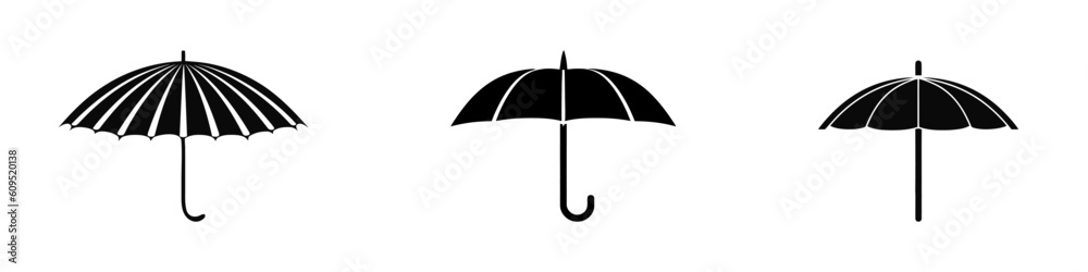 Umbrella icon set. Parasol symbol. Weather sign. Vector illustration ...