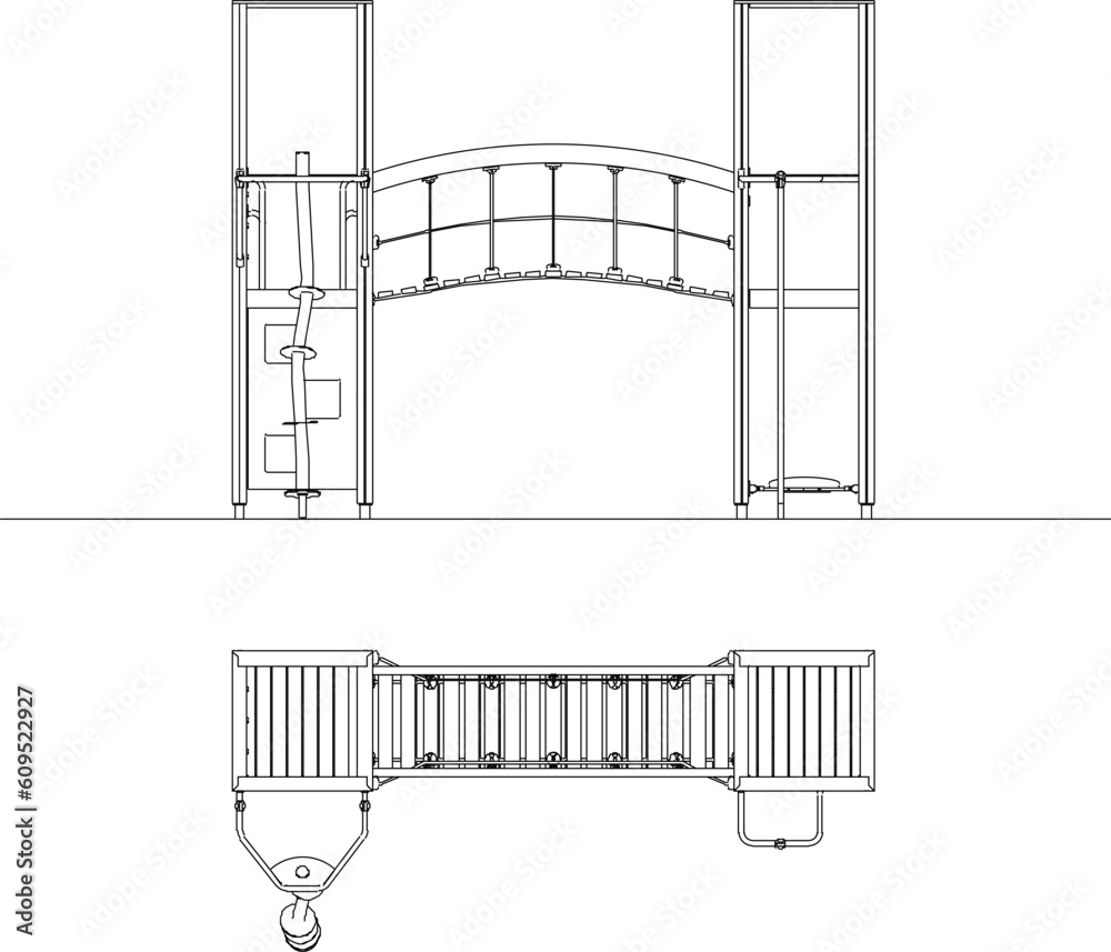 Vector sketch illustration of a floor plan of a playground for children ...