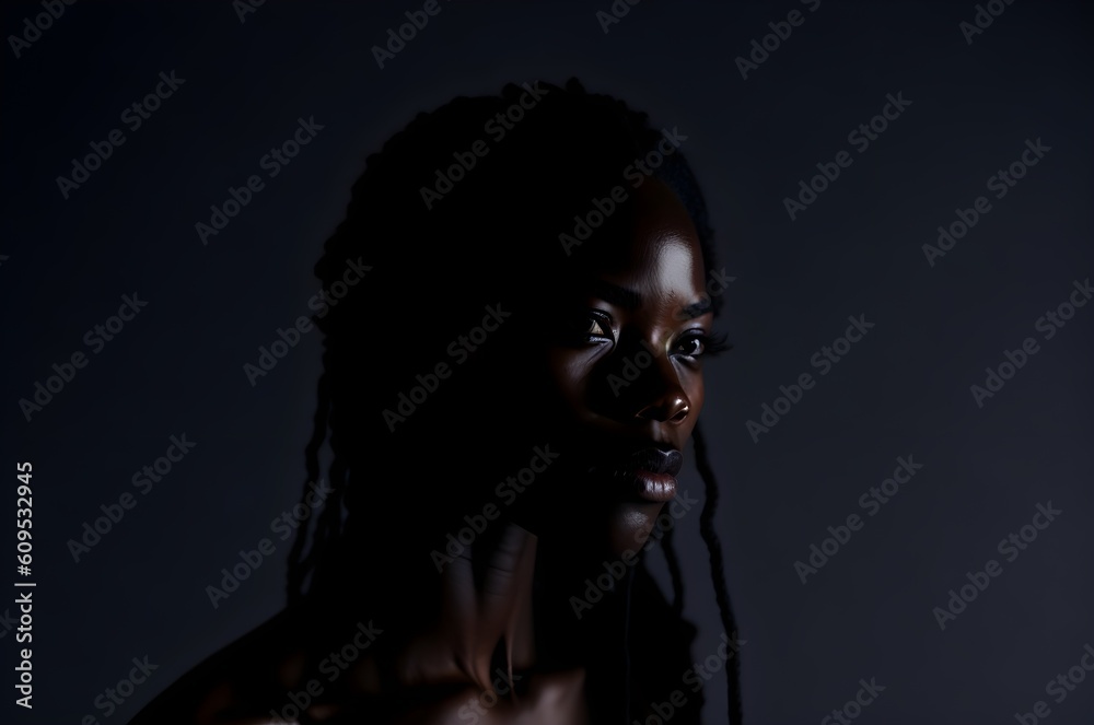 Realistic Portrait of an African Woman with Subtle Shades and Play of ...