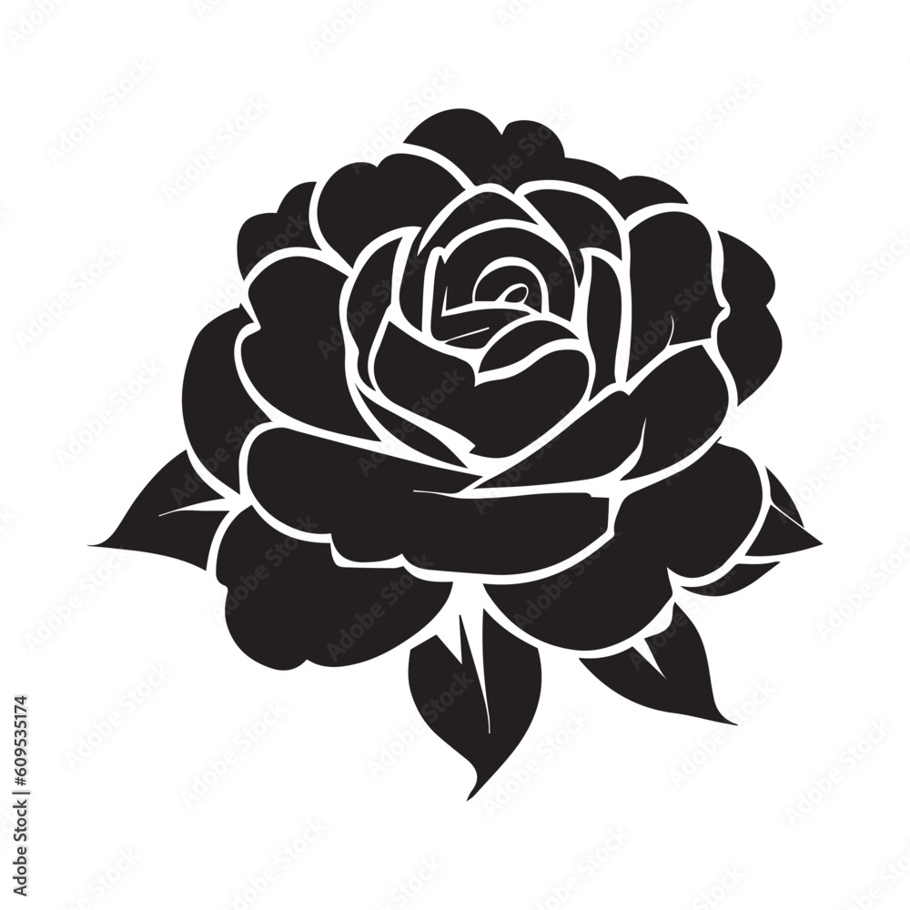 Vetor de Rose Black color vector illustration, rose clipart, rose ...