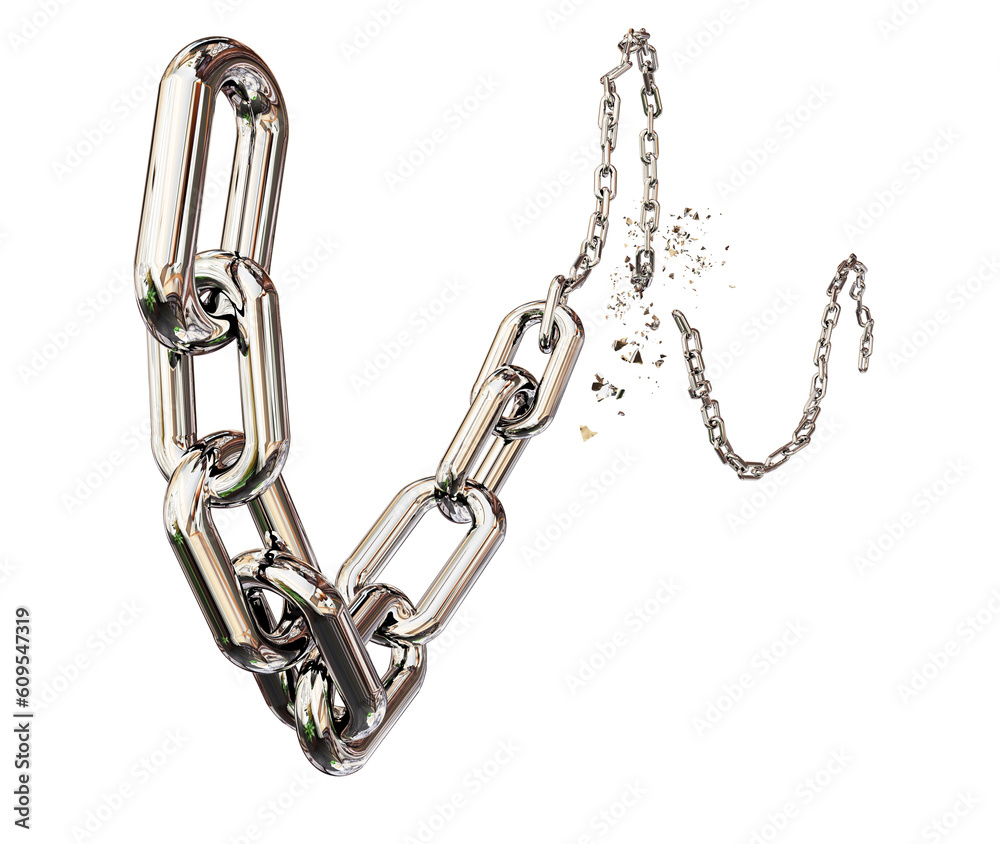 cbain breaking break crack vertical isolated moving flying - 3d ...