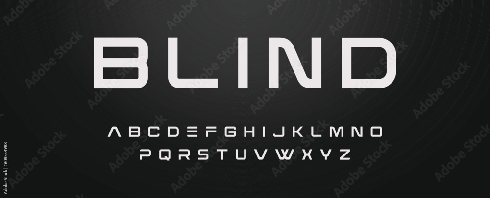 BLIND, Sports minimal tech font letter set. Luxury vector typeface for ...