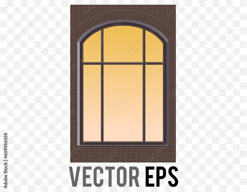 Classic residential house brown window frame with exterior brick wall ...