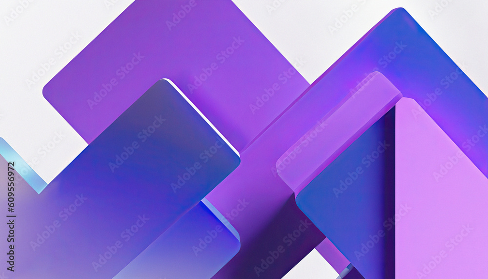 3D Abstract of Blue and Purple Gradient Geometric Shapes with Bright ...