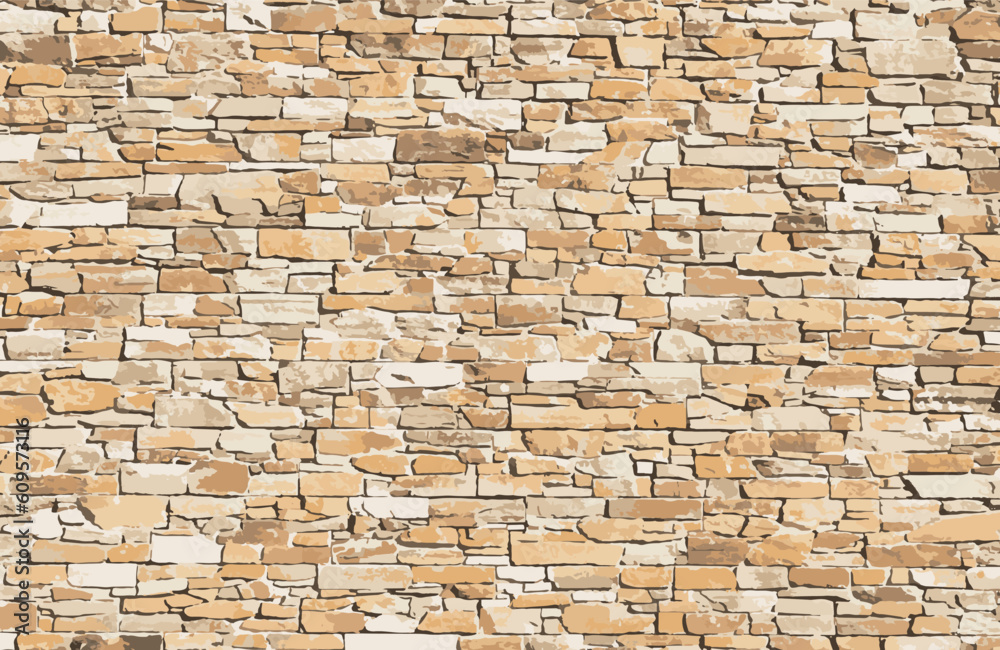 Stone work. Masonry made of old stone. Set of stones of different ...