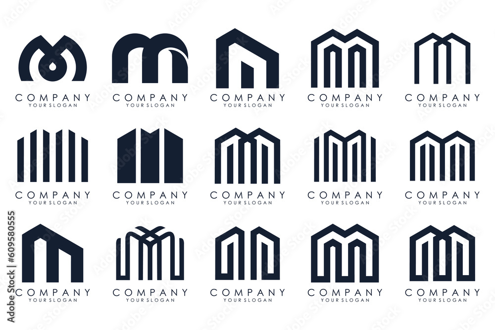Set of letter M logo design vector. Collection of modern M letter ...
