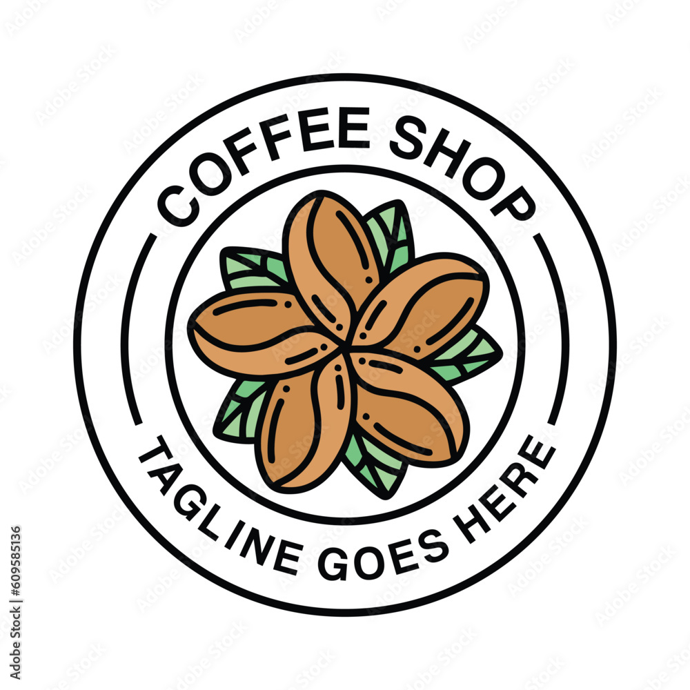 Coffee Shop Monoline logo Vector Graphic Design illustration Vintage ...