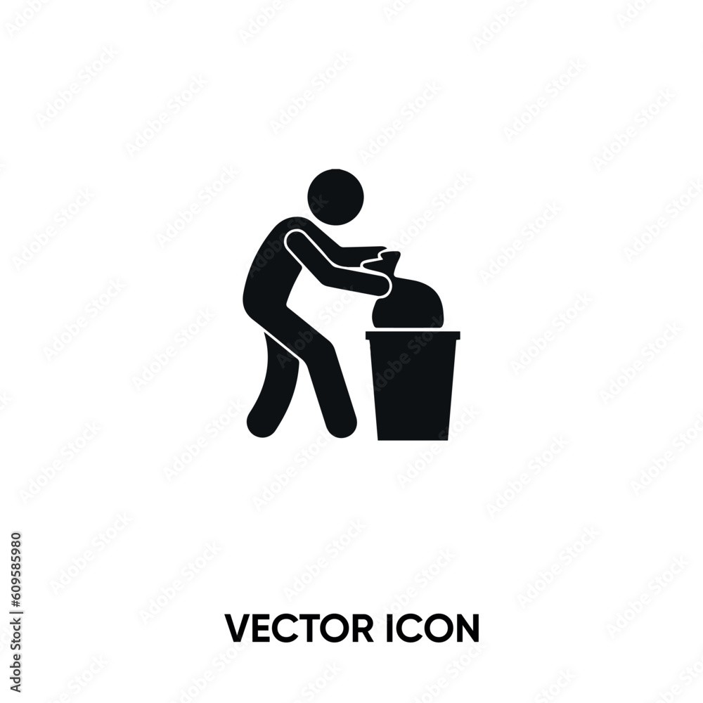 Trash and man vector icon . Modern, simple flat vector illustration for ...