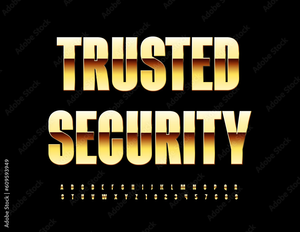 Vector elite advertisement Trusted Security with premium shiny Alphabet ...