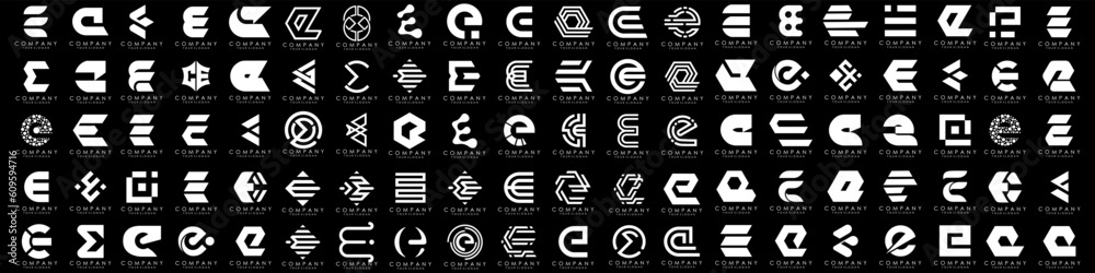 mega collection letters E logo design inspiration. minimalist abstract ...