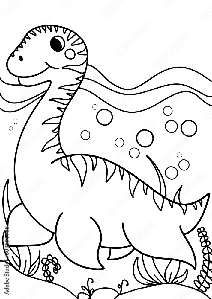 Coloring page dinosaur Plesiosaurus for children kids only outline ...