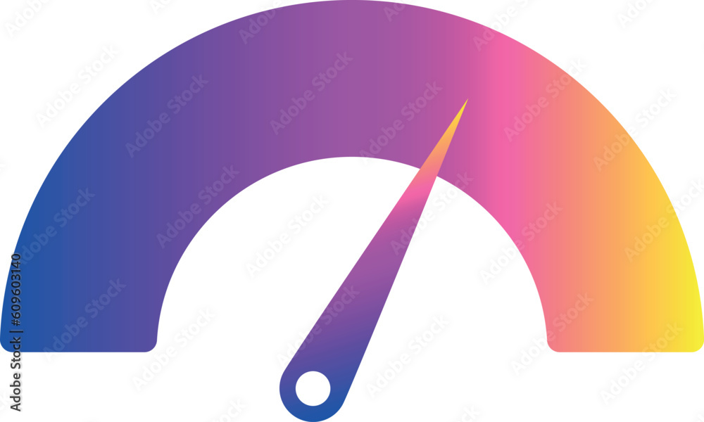Gradient scale with arrow. The measuring device icon. The sign of tachometer, speedometer ...
