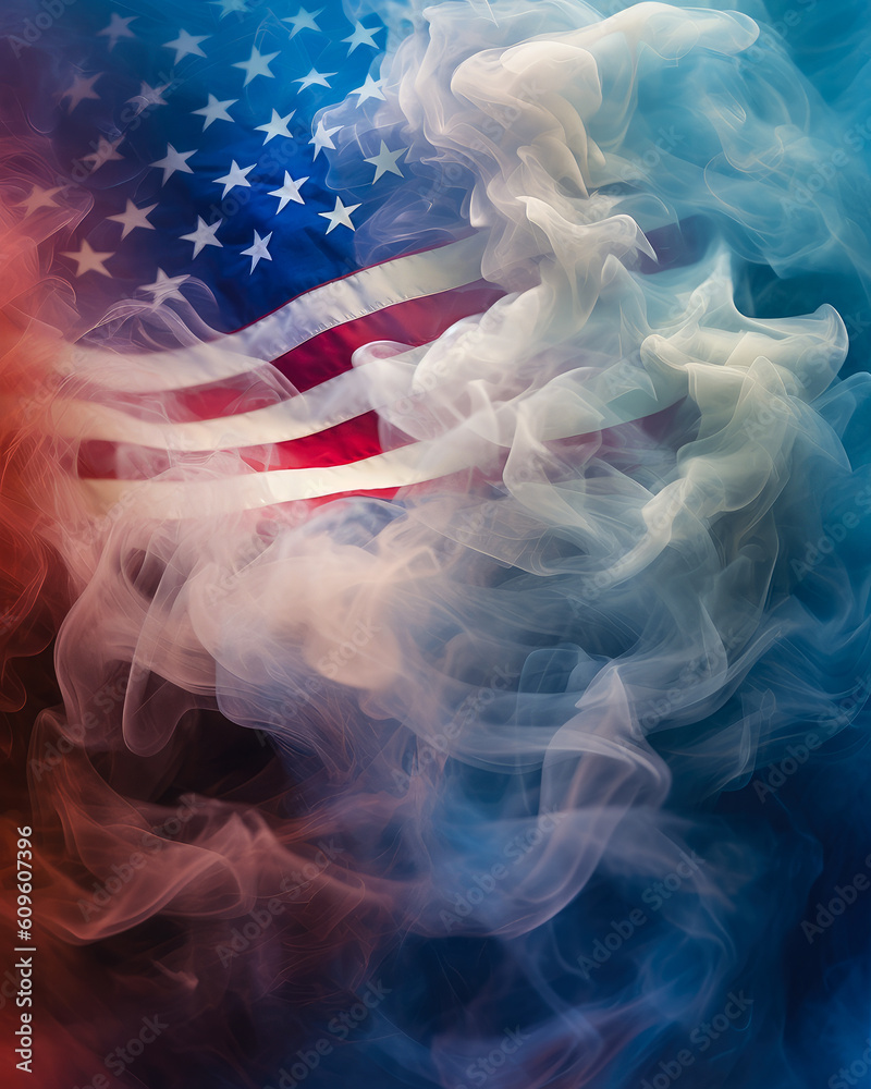 Smoke texture or background of the American flag. Vertical texture ...