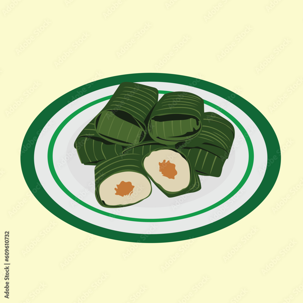 snack vector art illustration indonesian street food lemper design ...