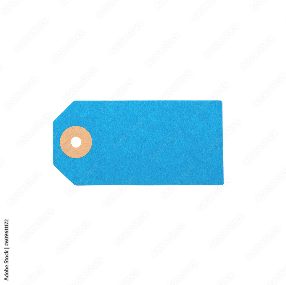 Blue color empty gift card, Blank price tag isolated on transparent ...