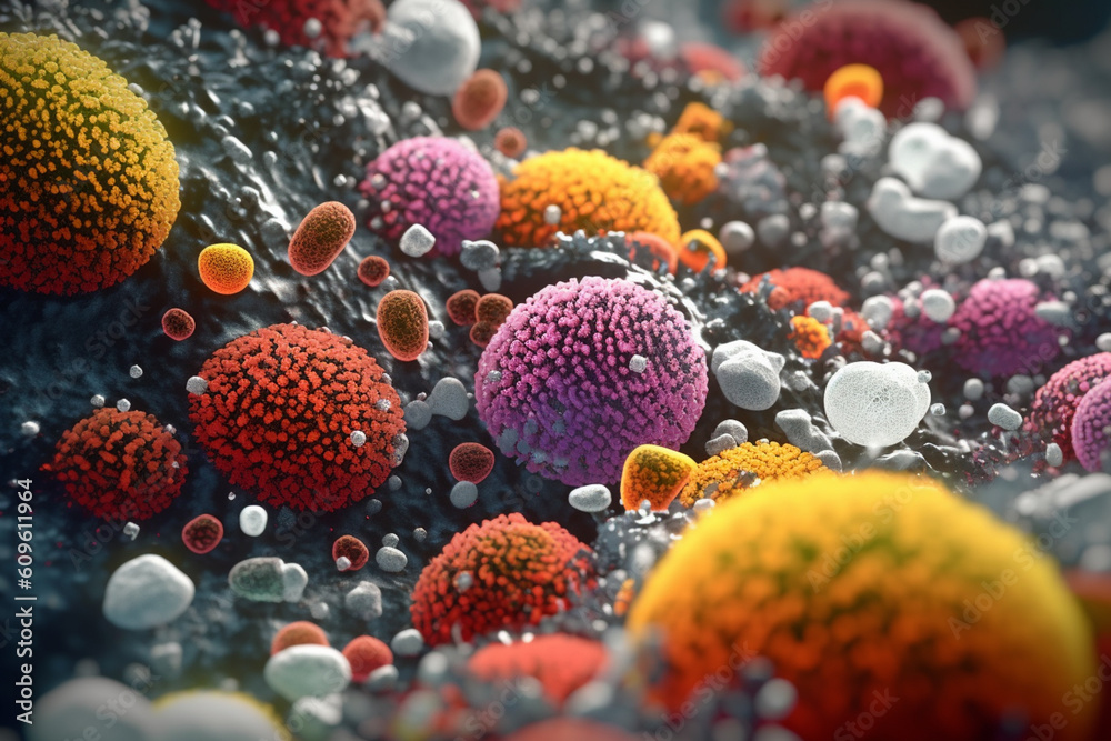A clustered bacterial colony with a speckled appearance and irregular ...