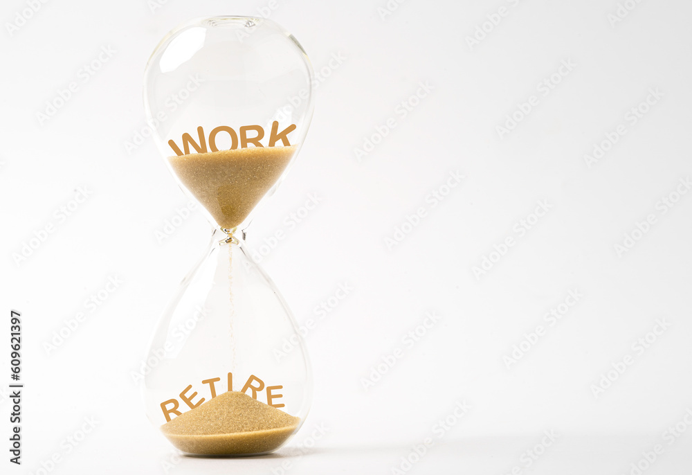 Countdown working and regiment concept , work and retire wording inside ...