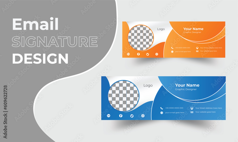 Vetor de Clean and simple email signature design template. Business ...