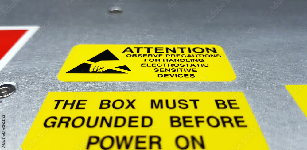 Standard caution label with text for Electrostatic Sensitive Devices ...
