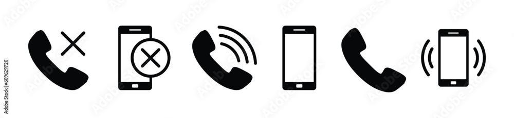 Ringing and mute phone icon set. Telephone, Smartphone, communication ...