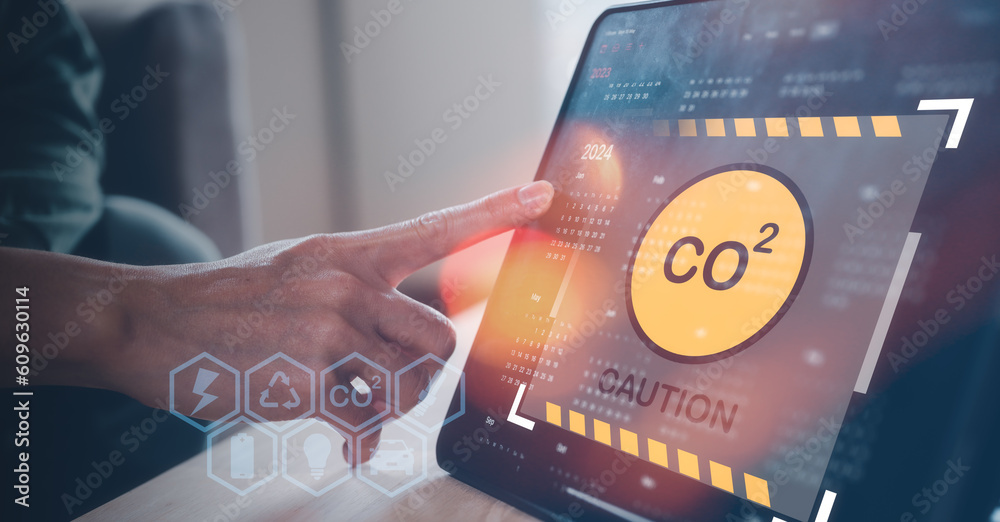 Reduce CO2 emission 2024 concept.Sustainable development and green business based on renewable ...