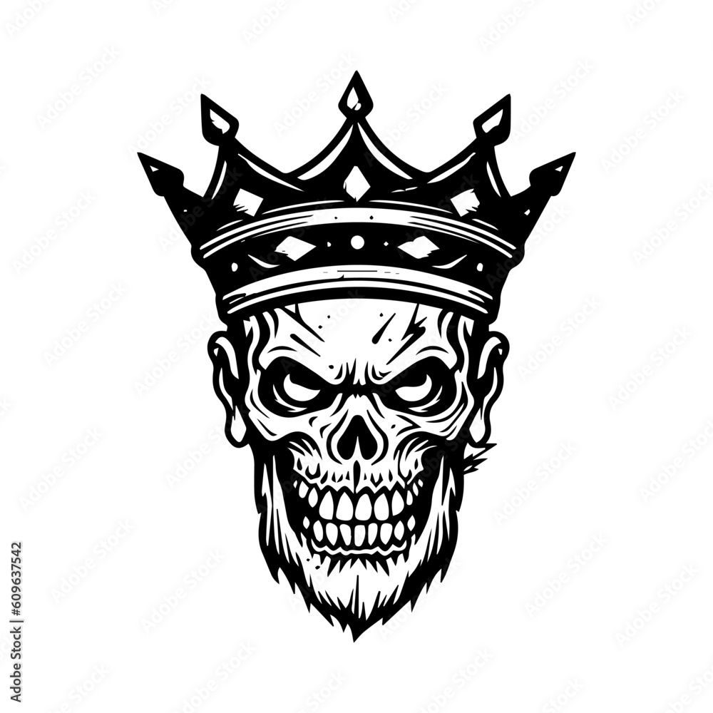 Creepy zombie hand drawn logo design illustration with a chilling and ...