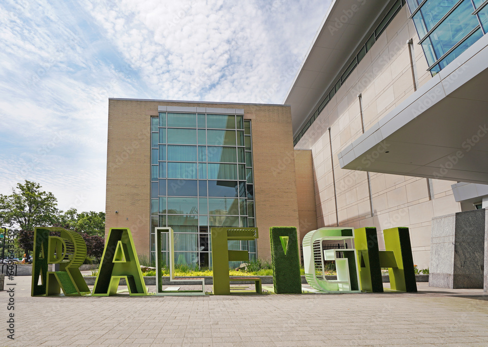 Raleigh, NC - USA - 5-23-2023: Raleigh sculpture at the entrance to the ...