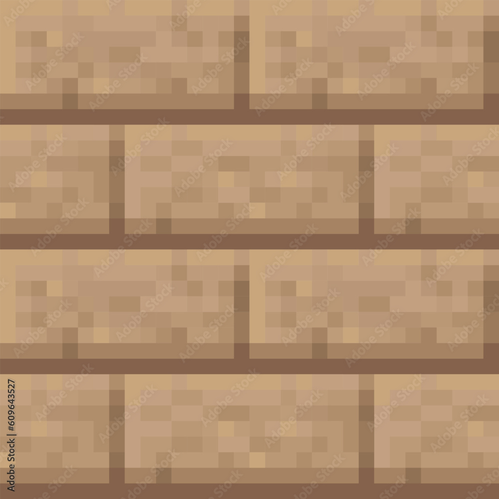 Vetor de Brown brick wall seamless pattern in pixel art style. Abstract ...