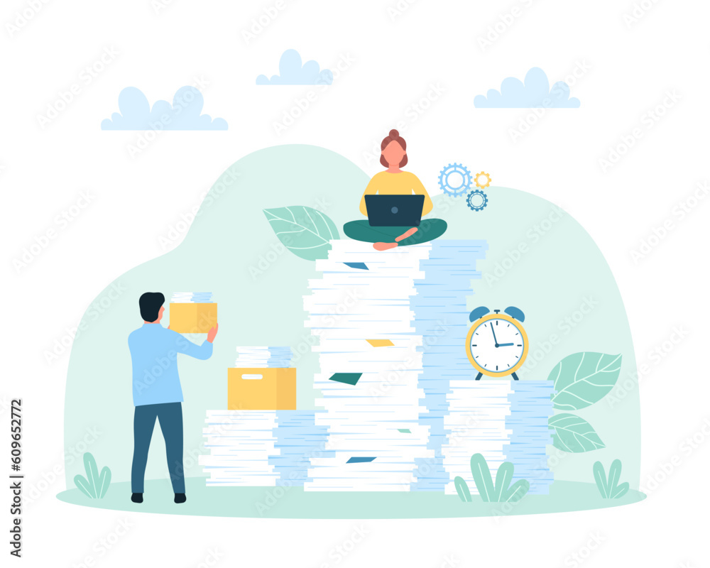 Poster Bureaucracy and office overwork vector illustration – Tableau ...