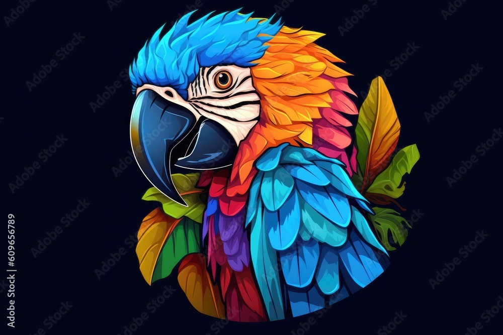 Cartoon Macaw Cutout Artwork for Children Stock Illustration | Adobe Stock