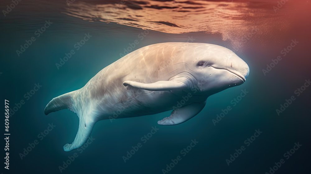 beluga whale in the ocean created with Generative AI technology Stock ...
