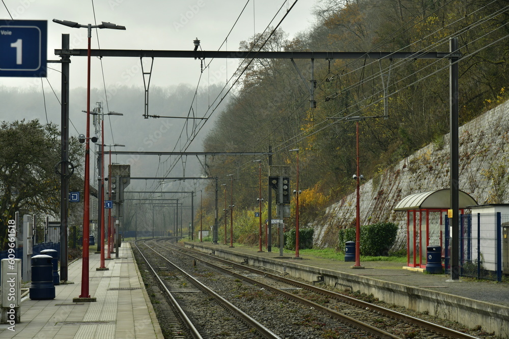 La gare d'Anseremme sur la Ligne Dinant-Libramont en pleine nature ...