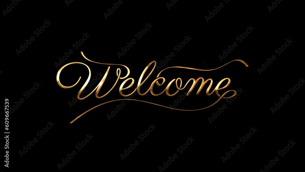 Welcome animation. Handwritten modern calligraphy with ink splash and ...