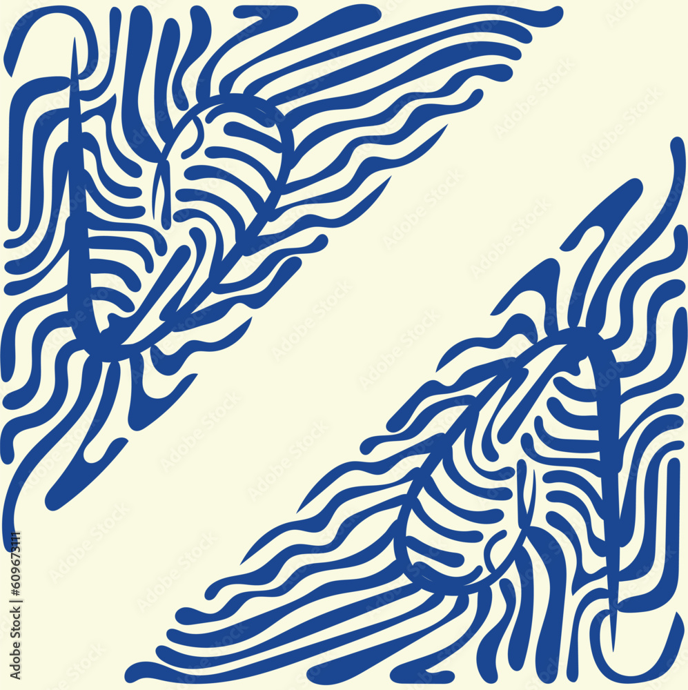 Vektor latar belakang alam. Pola bunga, seni garis tumbuhan tropis ...