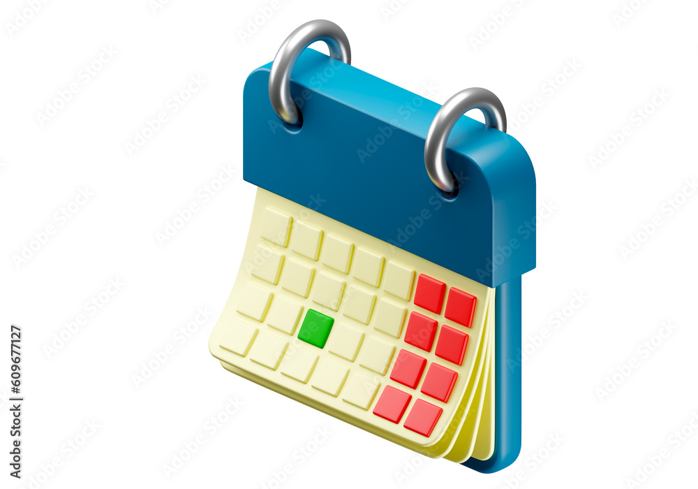 Loose-leaf calendar. Miniature calendar isolated on white. Time ...