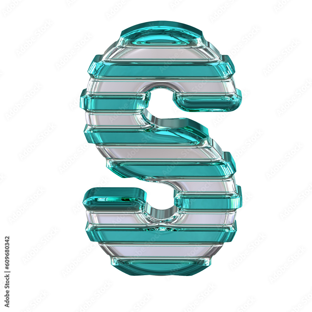 Silver symbol with thin turquoise horizontal straps. letter s Stock ...