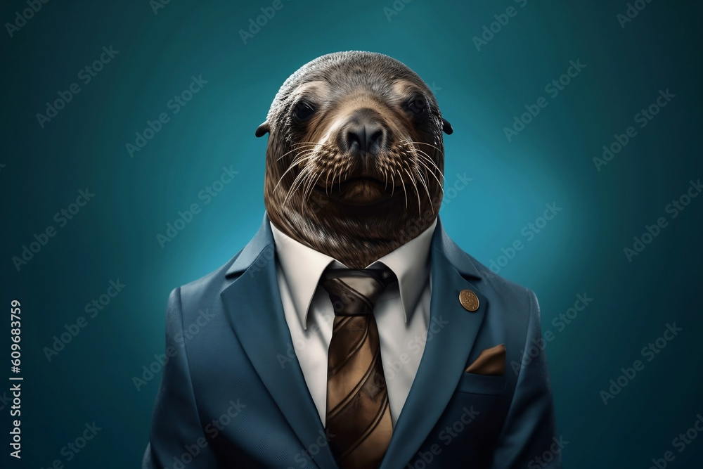 Portrait of a Seal dressed in a formal business suit, Boss Seal ...