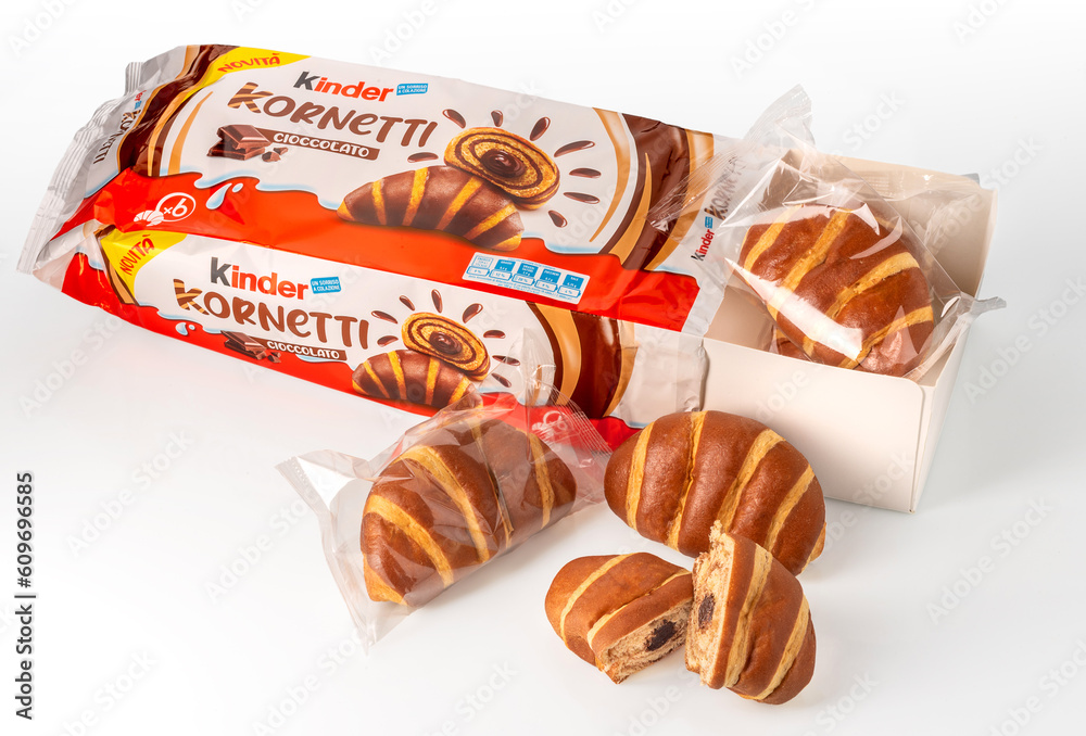 Italy - June 02, 2023: Kinder Kornetti chocolate in six-pack isolated ...