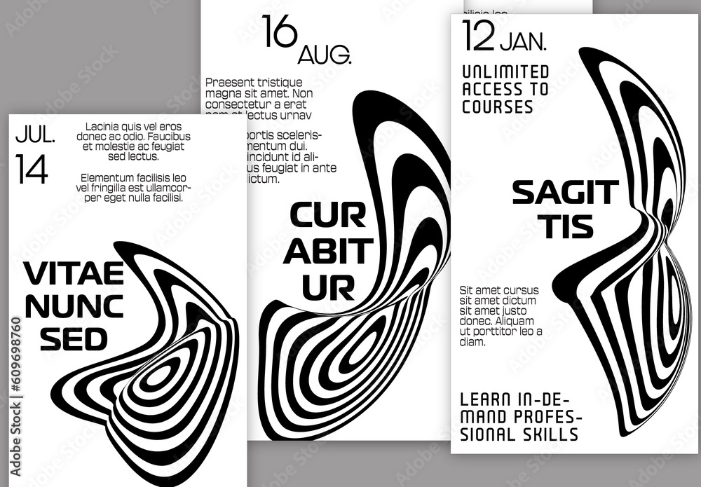 Social Media Post Layout Abstract Black and White Distorted Circle 3D ...