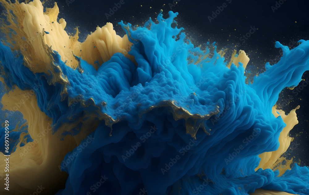 Gold and blue explosion, dust explosion, colorful splash, background ...