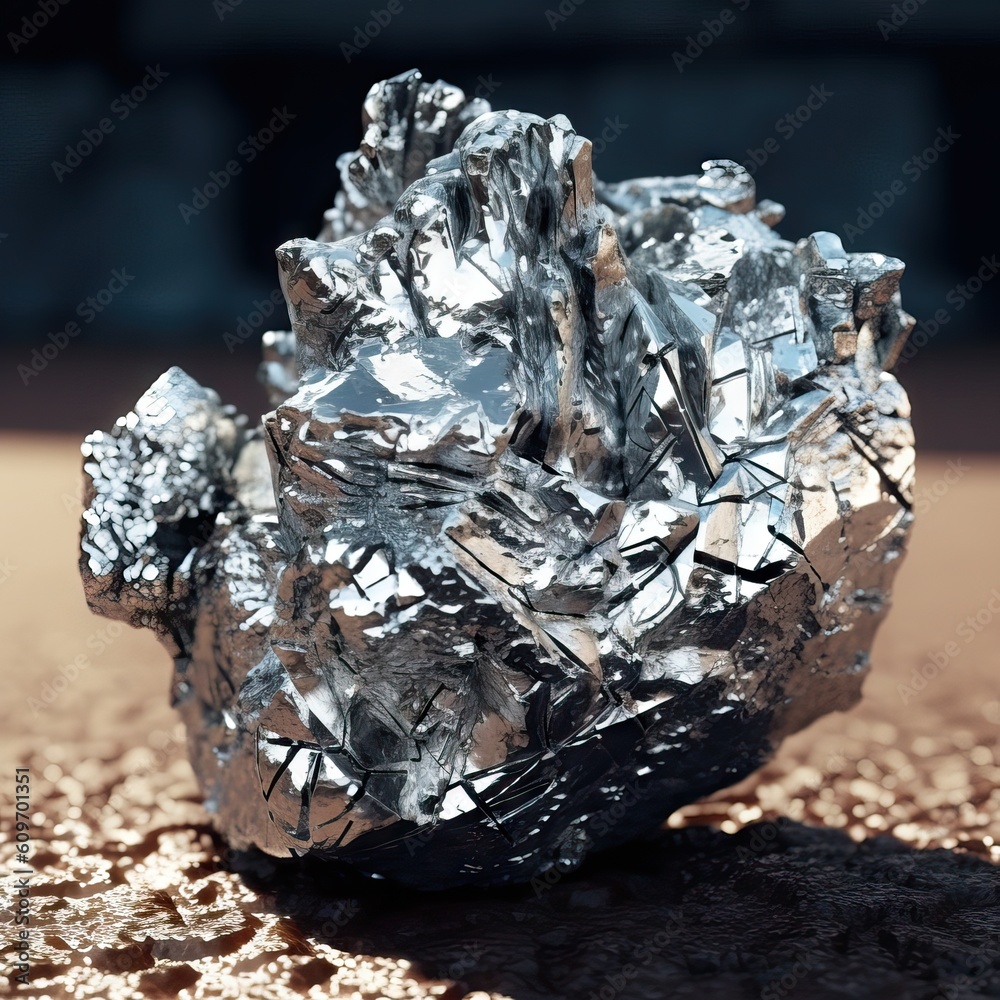 Illustration of a pure, brilliant, and eye-catching silver rock, a ...