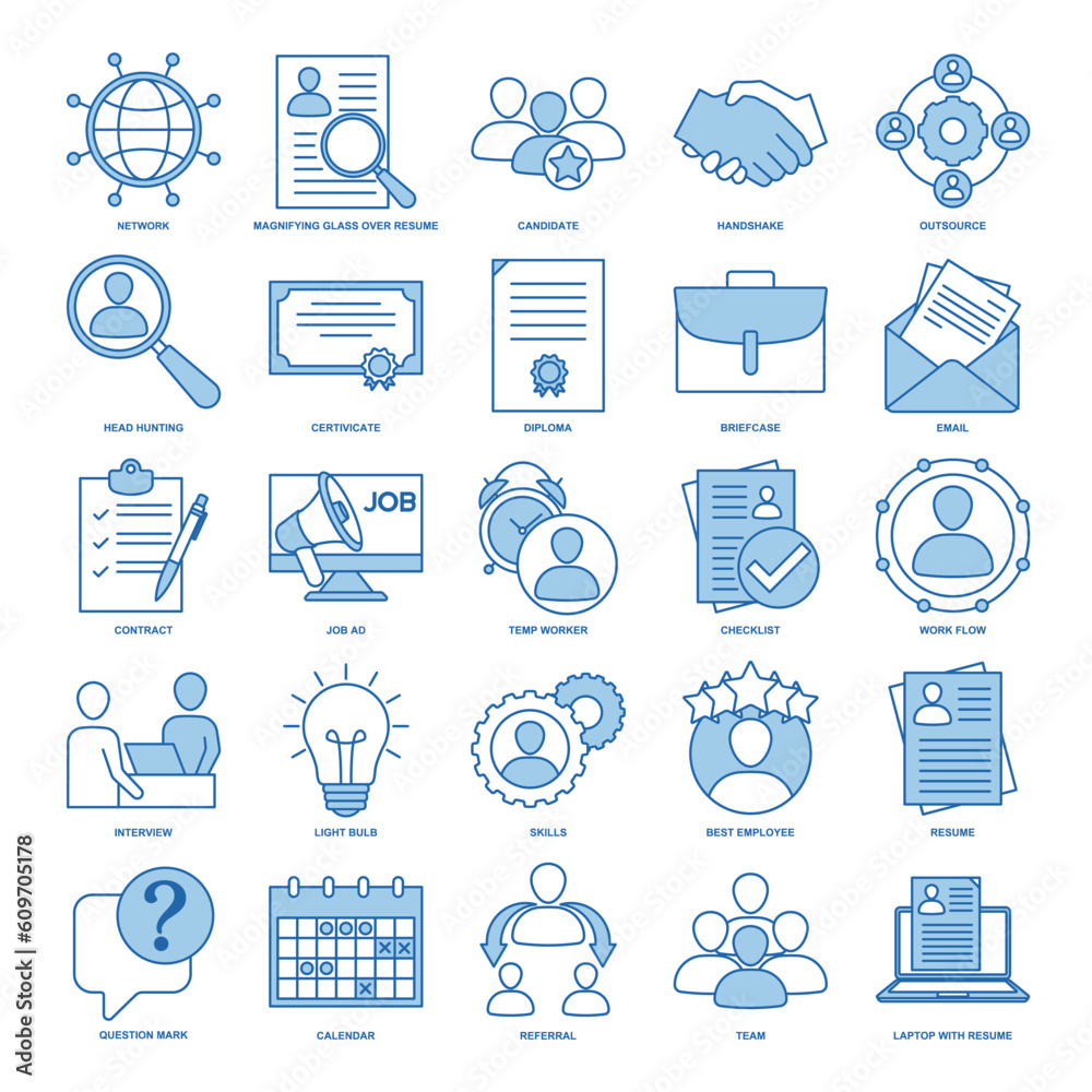 Headhunting And Recruiting elements set icon symbol template for ...