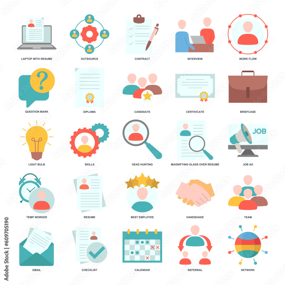 Headhunting And Recruiting elements set icon symbol template for ...