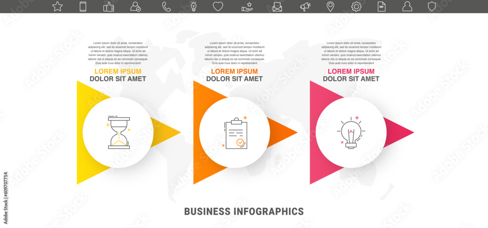 Simple business vector infographics with three circles and triangles ... Simple business vector infographics with three circles and triangles ...