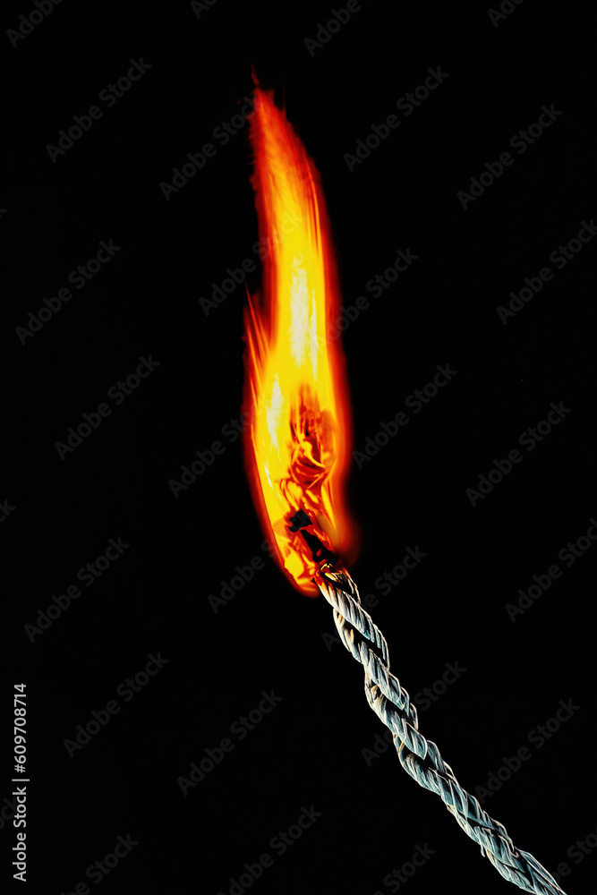 A Burning Fuse For Pyrotechnical Shows Isolated Lit Flame And Rope Generative Ai Ilustração