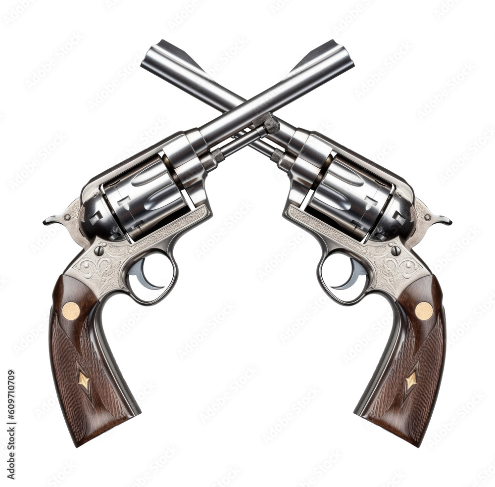 Cowboy Revolver Gun Crossed Isolated on Transparent Background ...