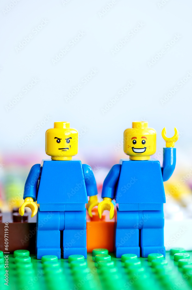 Smolensk, Russian Federation - June 04, 2023 Two Lego minifigures - one ...