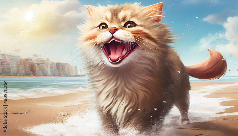 laughing cat, Surprised face, Wow expression cat funny face with open ...