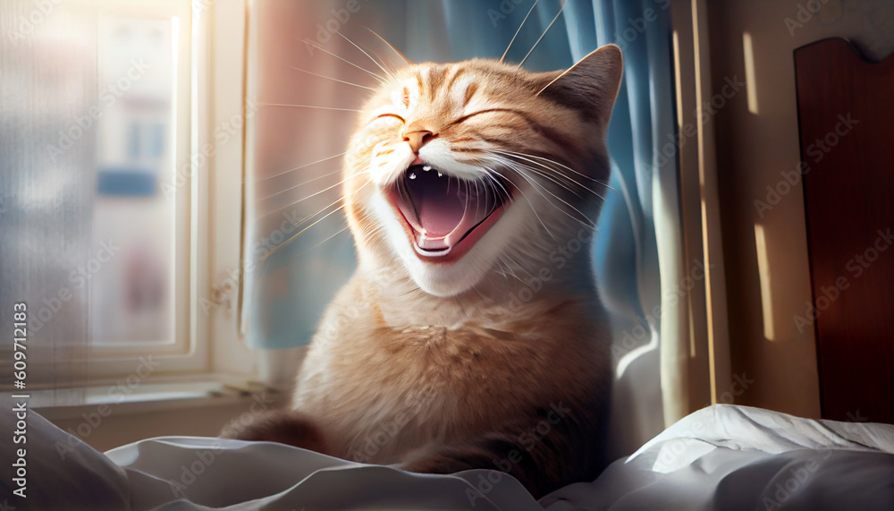 laughing cat, Surprised face, Wow expression cat funny face with open ...